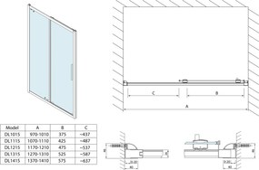 Polysan, LUCIS LINE sprchové dveře 1000mm, čiré sklo, DL1015