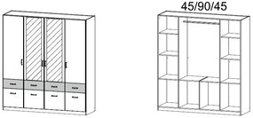 Šatní skříň Bremen, 181 cm, dub sonoma/bílá