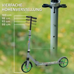 AIYAPLAY koloběžka, výškově nastavitelná, zadní brzda, skládací, nosnost 100 kg, zelená