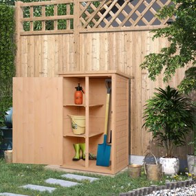 Outsunny zahradní kůlna na nářadí s policemi kůlna na nářadí zahradní kůlna z přírodního dřeva 75 x 56 x115 cm | Aosom