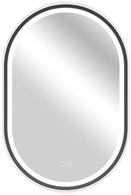 CERANO - Koupelnové LED zrcadlo Salvo, kovový rám - černá matná - 55x100 cm