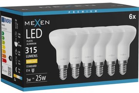 Mexen Nova 6x Žárovka LED E14, R50, 3W, Teplá - 3000K, 315 lm - L103-E14-0330-01x06