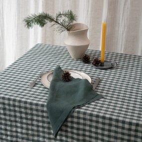 Lněný ubrus 140x200 cm Forest Green Gingham – Linen Tales