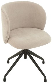 Béžová sametová jídelní točící židle Chair Turn Beige - 56*48*77cm