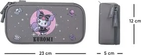 BAAGL Kuromi Grey GRS / Školní penál etue / zip YKK