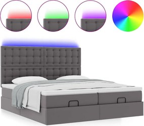 Osmanský rám postele s matrací šedá 200x200cm umělá kůže 3314511