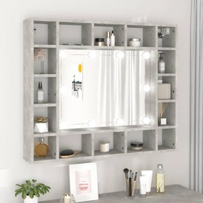 Zrcadlová skříňka s LED betonově šedá 91 x 15 x 76,5 cm