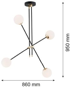 Argon 1696 - Lustr na tyči ABSTRACT 4xE14/7W/230V černá