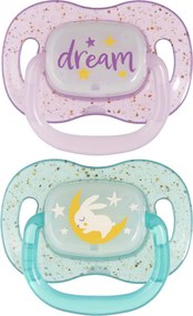 Canpol babies Dudlík svítící silikonový symetrický NIGHTGLOW 0-6m 2ks holka