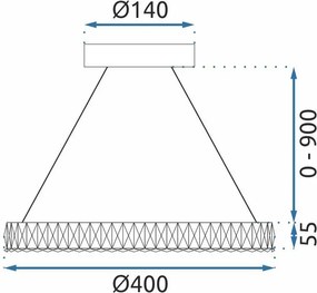 Toolight Toolight, LED závěsné osvětlení 40cm, 24W, 4000K, MS001-CP, růžové zlato, OSW-09610