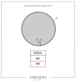CERANO - Koupelnové LED zrcadlo Vito, kovový rám - černá matná - Ø 80 cm