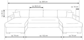 Sedací souprava do U rozkládací Rocca standard uni roh šedá