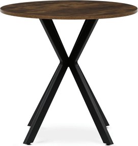 Kulatý jídelní stůl 80x80cm HT-F4108 OLW, mdf, old wood