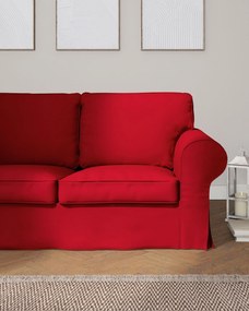Potah na pohovku IKEA  Ektorp 2-místná, rozkládací, STARÝ MODEL barva červená látka pletený vzor