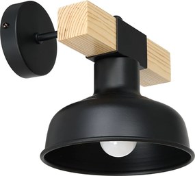 Nástěnné svítidlo Faro1, 1x černé kovové stínítko, b/dřevo