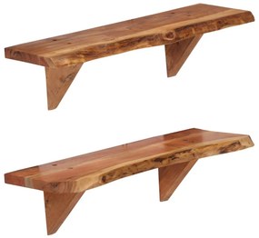 Nástěnné police 2 ks 60 x 20 x 18 cm masivní akáciové dřevo 247927