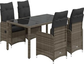 5dílný zahradní bistro set s poduškami šedý polyratan 3277034
