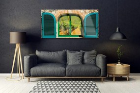 akrylový obraz Okno Pole Krajina 120x60 cm