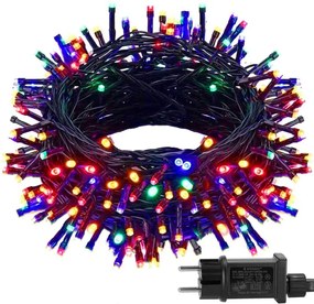 LED světelný řetěz - 27,5m, 500LED, 8 funkcí, paměť, IP44, multicolor