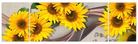 Obraz - Zářící květy slunečnic (170x50 cm)