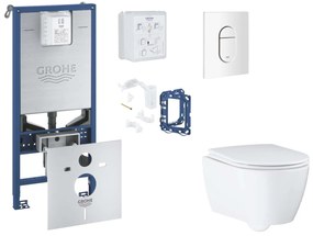 Grohe Rapid SLX - Set předstěnové instalace, klozetu, sedátka SoftClose, tlačítka Arena Cosmopolitan a sady pro vhazování tablet, alpská bílá SANI11BB3143