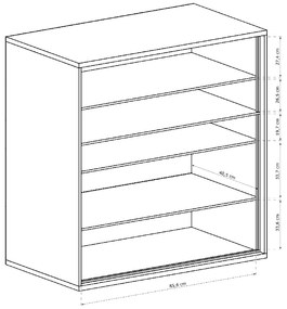Mediolan - vitrína M5 + KOVOVÉ NOŽIČKY - natural hikora + dekorační deska