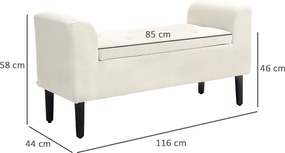HOMCOM Čalouněná Úložná Lavice s Opěrkami Rukou, Úložná Lavice do Ložnice, Předsíně, Obývacího Pokoje, Nosnost 130 Kg 116 x 44 x 58 cm | Aosom