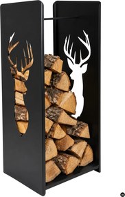 Kovový stojan na dřevo Deer, 40x100 cm, černá