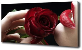 Wallmuralia Foto obraz na plátně Žena s růži 100x50