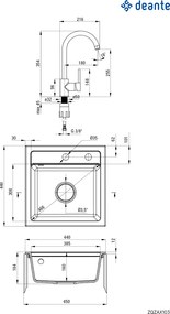 Deante Dřez Zorba s dřezovou baterií, granit -  grafit