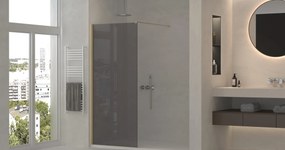 Erga Paris, sprchová zástěna Walk-In 30x200 cm, 8mm šedé sklo, zlatý matný profil, ERG-V02-PARIS-030x200-GR-GB