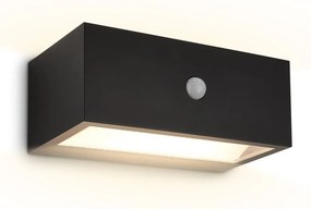 BRI 3967015 DOGU Outdoor LED nástěnné svítidlo černé 6,5W 700lm 3000K stmívatelné s čidlem (nabíjecí) - BRILONER