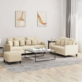 3dílná sedací souprava s poduškami krémová textil 3201674