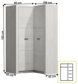 Kondela Rohová skříň 14, jasan bílý, INFINITY 14