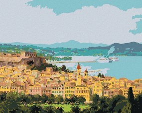 zuty zuty - malování podle čísel - corfu v řecku, 80x100 cm, plátno