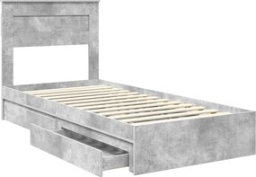 Postel s úložným prostorem s čelo Betonově šedá 90 x 190 cm 3409940