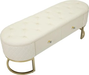 Lavice Sharon 120 cm s úložným prostorem ekokůže bílá/zlatá