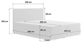 Kontinentální postel dvoulůžko BOXSPRING ARDEN + topper v ceně | 160x200 | VÝBĚR TKANIN