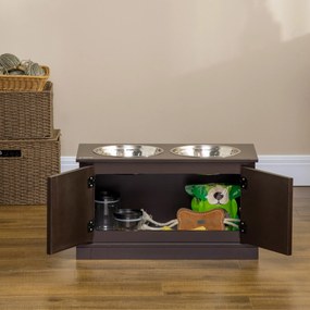 PawHut vyvýšené misky pro psy, s úložným prostorem, 2 misky, pro velké psy, miska na vodu, miska na krmivo, stojan na misky pro psy, 60 cm x 30 cm x …