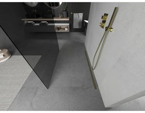 Mexen Kioto, průchozí sprchová zástěna 110 x 200 cm, 8mm šedé sklo, 2x zlatá stabilizační rozpěra, 800-110-002-50-40