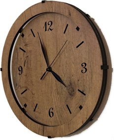 Li-Go Dřevěné hodiny nástěnné "Kruh" dub velikost svítidla/hodin: 31 cm