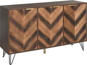Aosom Komoda 120x38x76,5 cm s masivní dýhou, stabilními železnými nohami, vhodná pro moderní byty, v barvě dřeva a černé