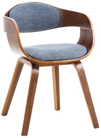 Jídelní židle Egdware - dřevo a látkový potah | ořech a modrá