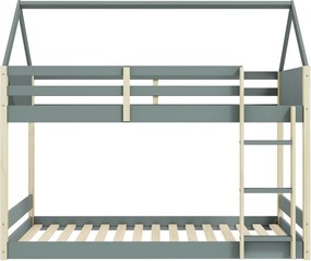 Domečková/patrová dětská postel s roštem 90x190 cm v přírodní barvě/šedozelená Valka – Marckeric