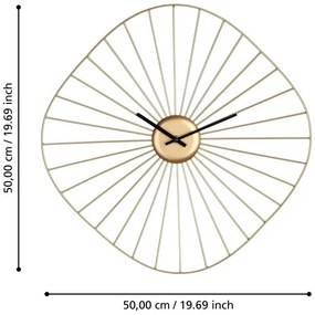 Eglo 425514 - Nástěnné hodiny MATSUMOTO 1xAA 50x50 cm zlatá