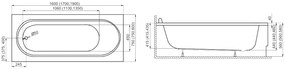 Polimat Medium akrylátová vana Délka vany: 170cm