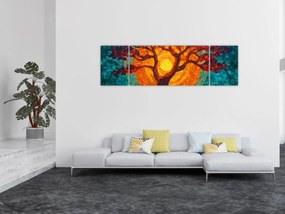 Obraz - Strom života a slunce v mozaice (170x50 cm)