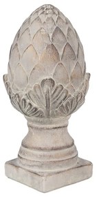 Šedá dekorace šiška na podstavci s ornamenty ve tvaru lístků Pine S – 12x26 cm