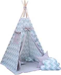 Dětský stan babytýpka teepee cikcak mint grey