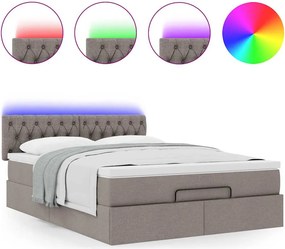 Osmanská postel s matrací &amp; LED Taupe 140x200 cm Látka 3312399
